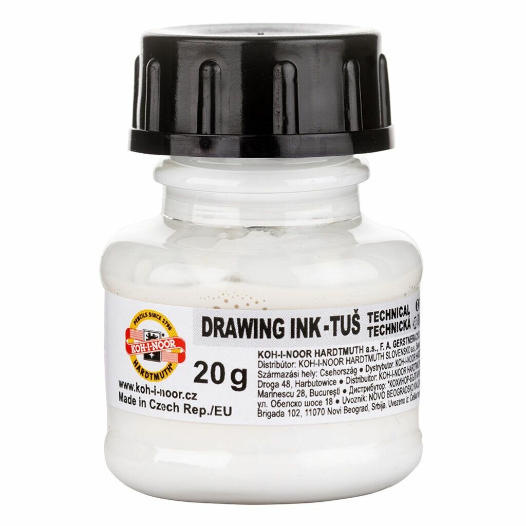 Тушь акриловая плакатная Koh-I-Noor 20 мл, белая, водостойкая