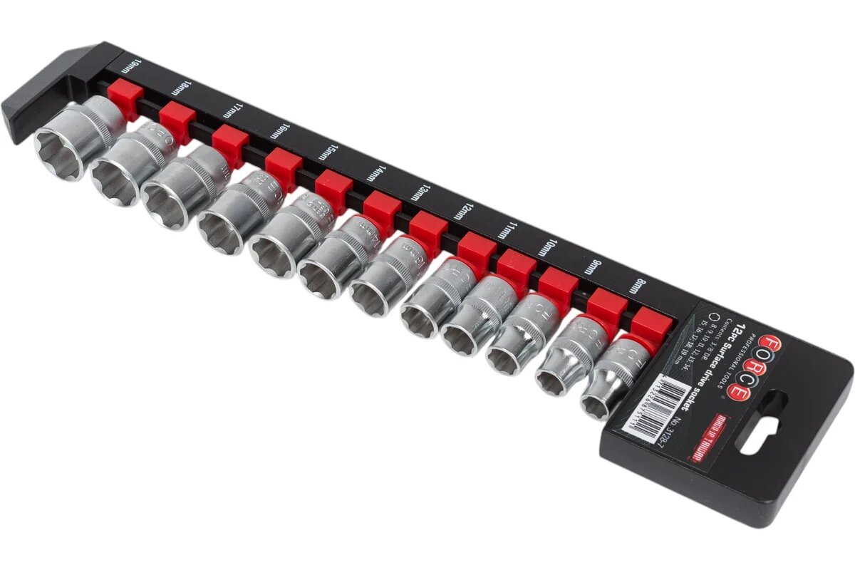FORCE 3/8" Набор Surface головок. 8-19мм, на планке 12пр. 3128-7