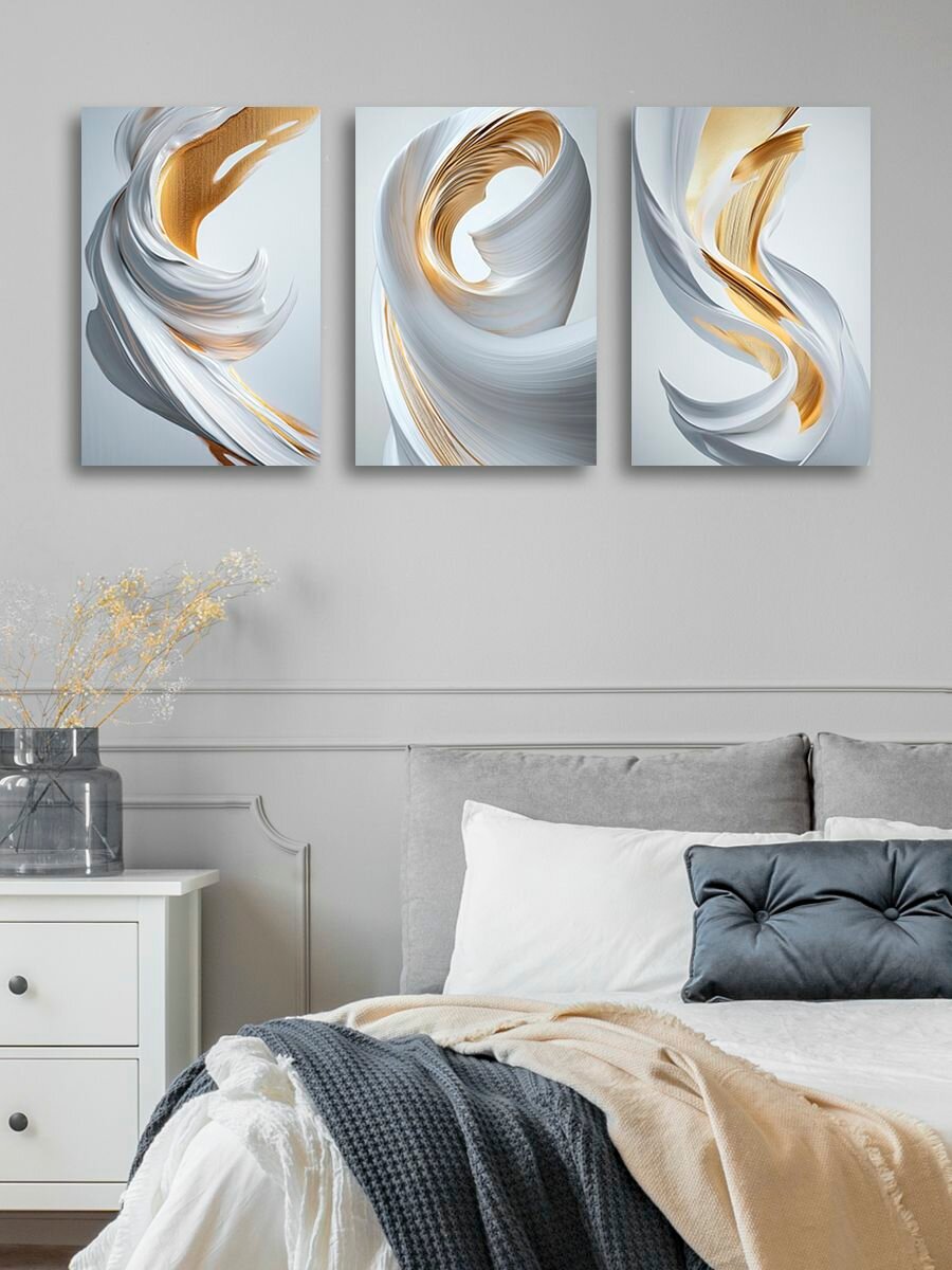 Комплект картин на холсте LOFTime 3 шт 40Х60 Абстракция сер зол КC-1079-4060