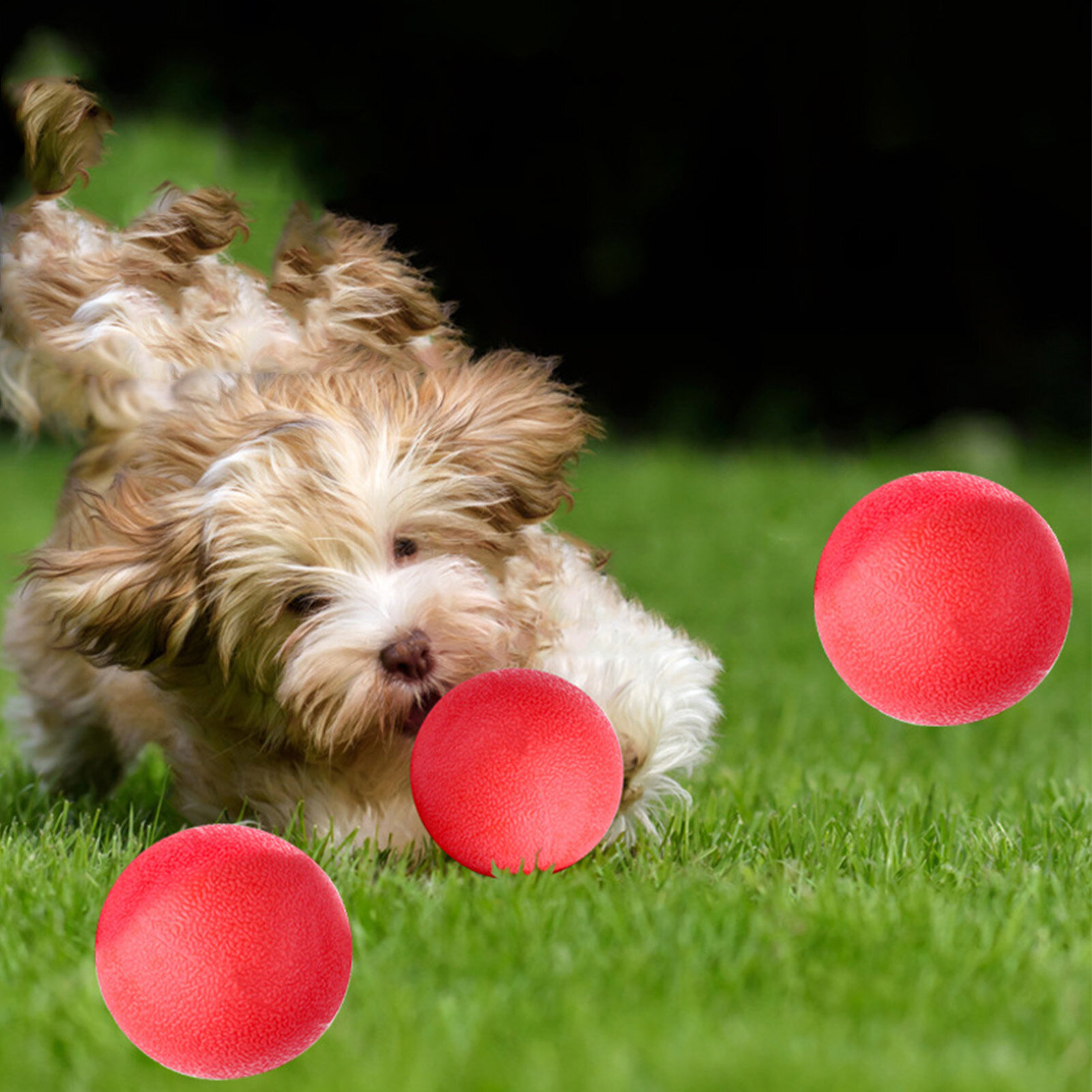 Мяч для собак, игрушка-веревка, интерактивный устойчивый к укусам, безопасный резиновый мяч для собак с веревкой для тренировок на открытом воздухе 6,5 см/2,6 дюйма