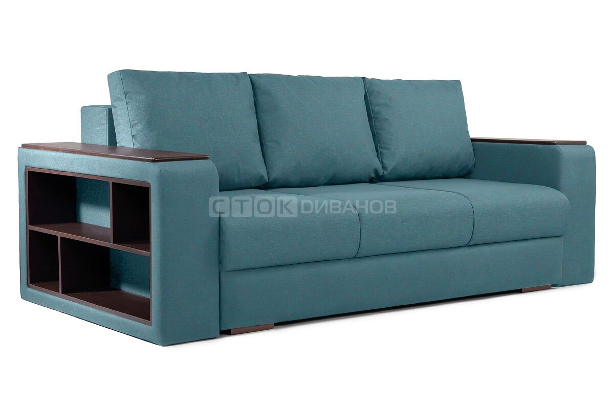 Диван Сток Диванов Манчестер Mint серо-синий 245 см, механизм еврокнижка