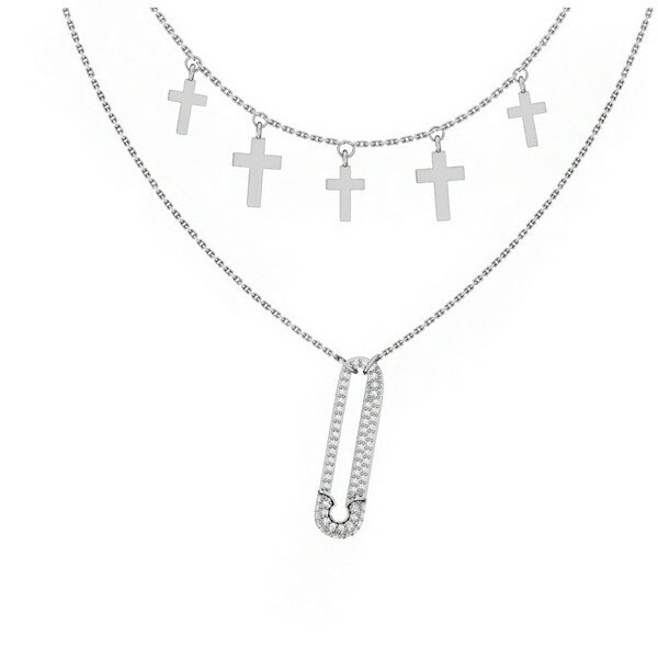 Колье, серебро, 925 проба, родирование, фианит