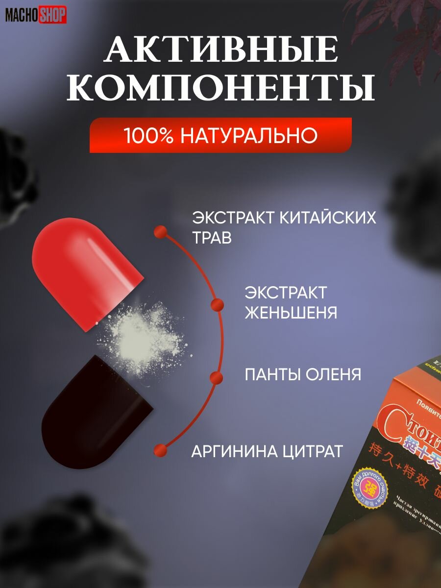 Возбуждающее средство для мужчин, с быстрым эффектом, "Стоит 10 дней подряд" 10 шт.