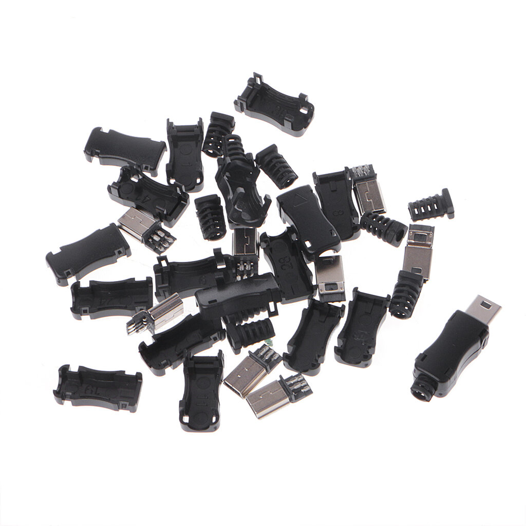 10 комплектов DIY Mini USB 2.0 5-контактная розетка с пластиковой крышкой и хвостовым разъемом