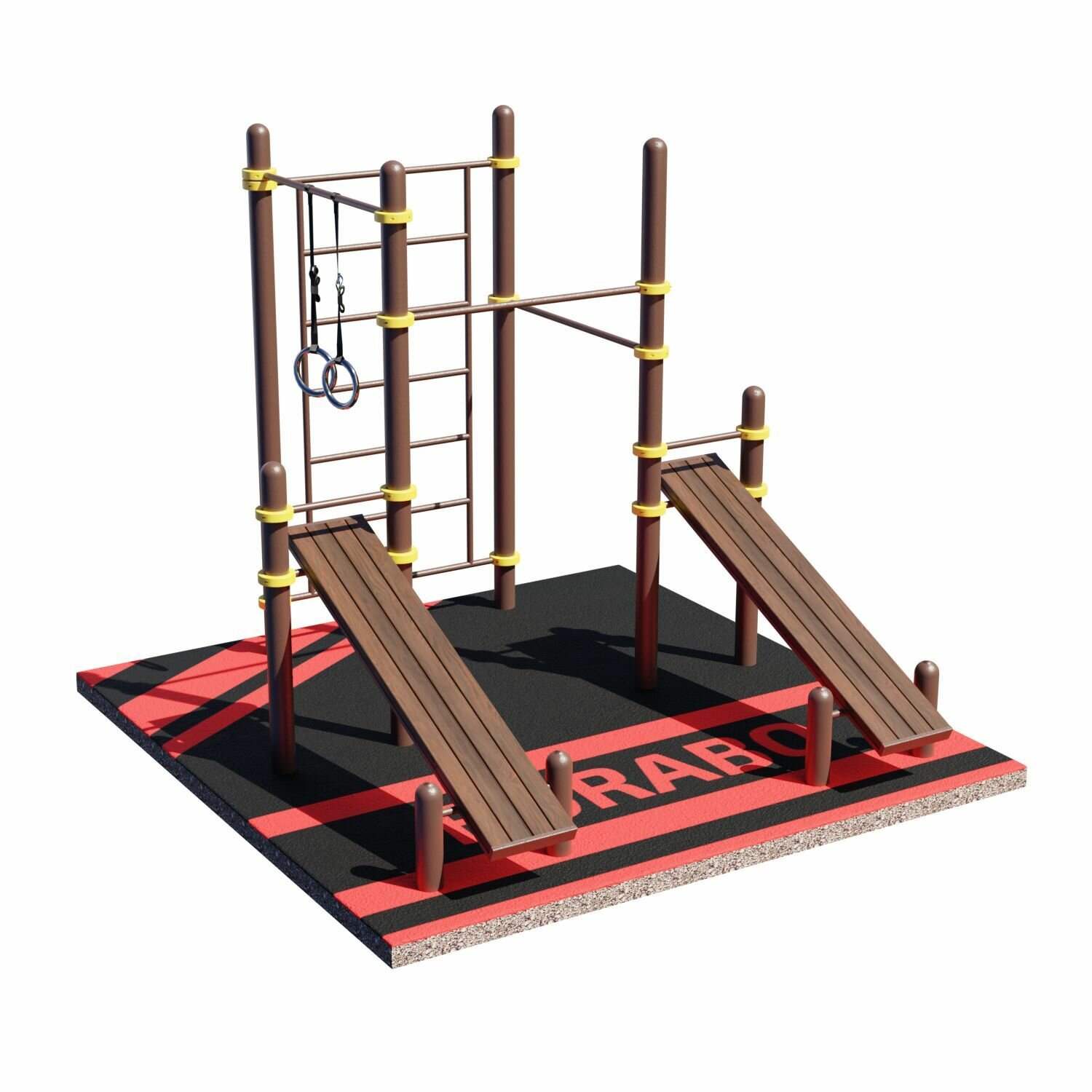 Спортивная площадка для дачи с турниками, кольцами, лестницей и скамьями для пресса BW-63-M