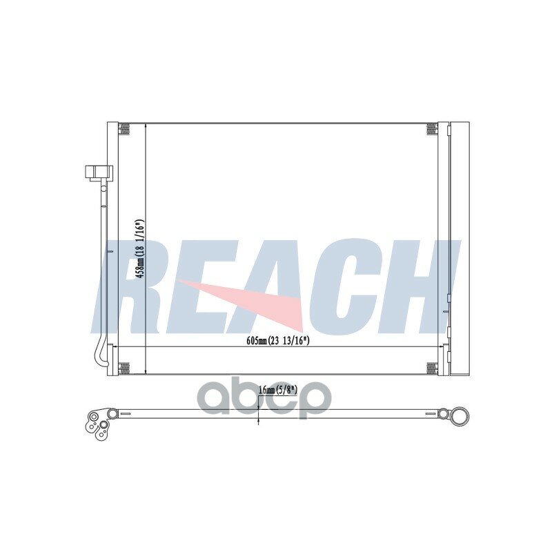 Радиатор кондиционера BMW X5, X6 3.0L, 2007-2009 REACH арт. 1313738PD
