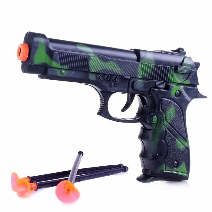 Пистолет детский Oubaoloon 3 патрона на присосках, пластик, в пакете (088-C8)