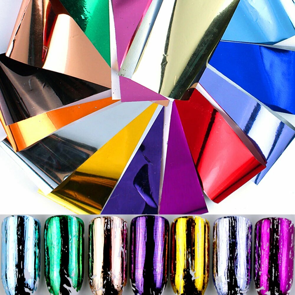 Фольга для ногтей Asweina мраморная серия розово-синяя 16 шт DB02-14PC