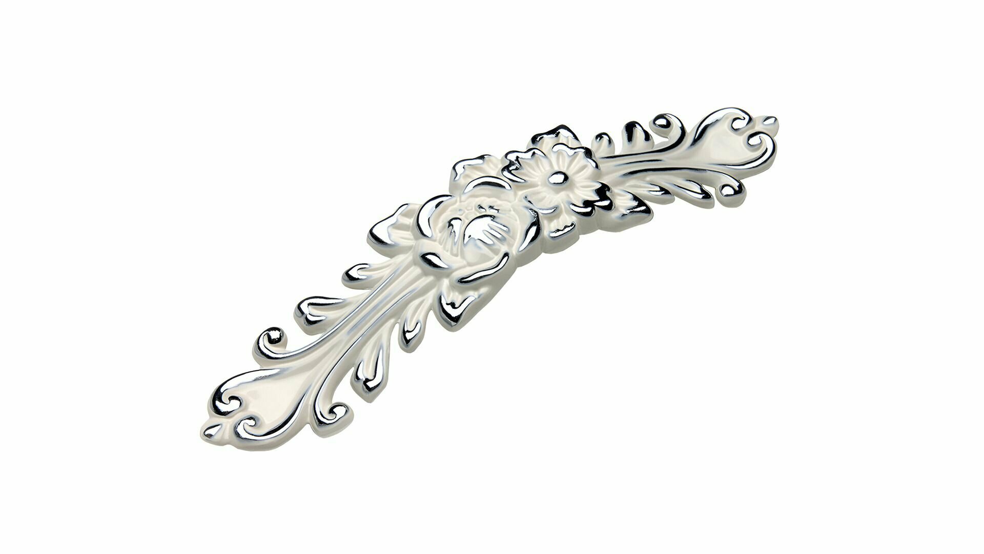 Мебельная ручка LACE RS088CP/W.3/128, хром полированный, w - белый, 2 шт