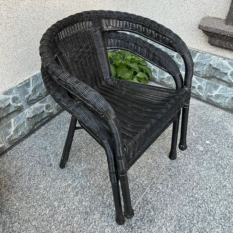 Садовый стул из ротанга, с подлокотниками, черный, влагостойкий