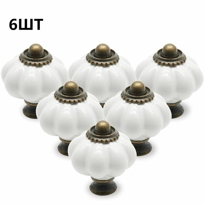 6 шт Старинные керамические ручки для шкафов