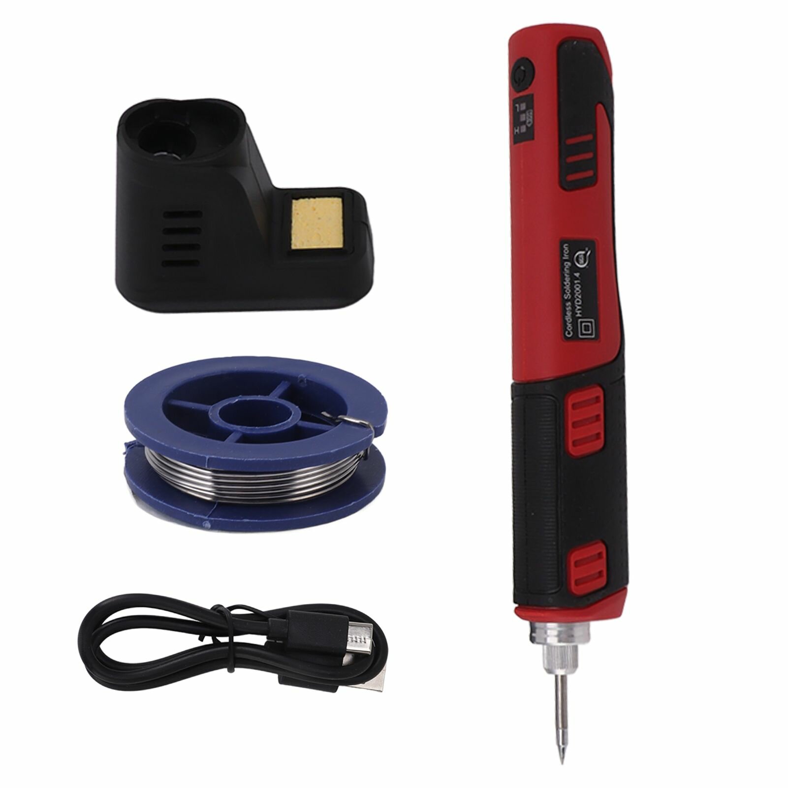 Портативный беспроводной паяльник с аккумулятором литий-ион и USB-зарядкой - красный, 368г