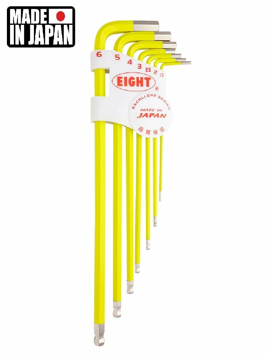 Сделано в Японии набор профессиональных цветных шестигранных ключей EIGHT TLC-S7YE Головки HEX+TaperHead