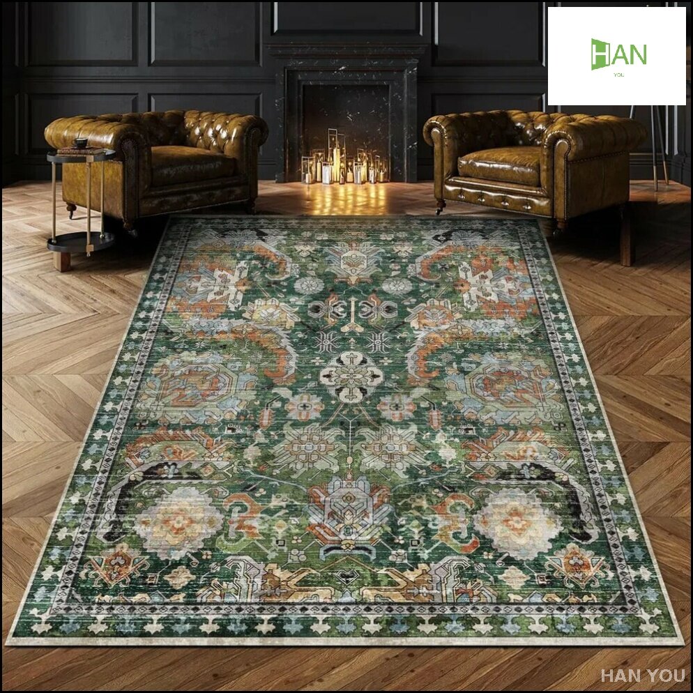 Ковер в американском стиле, 100x200см, машинная стирка, винтажный дизайн