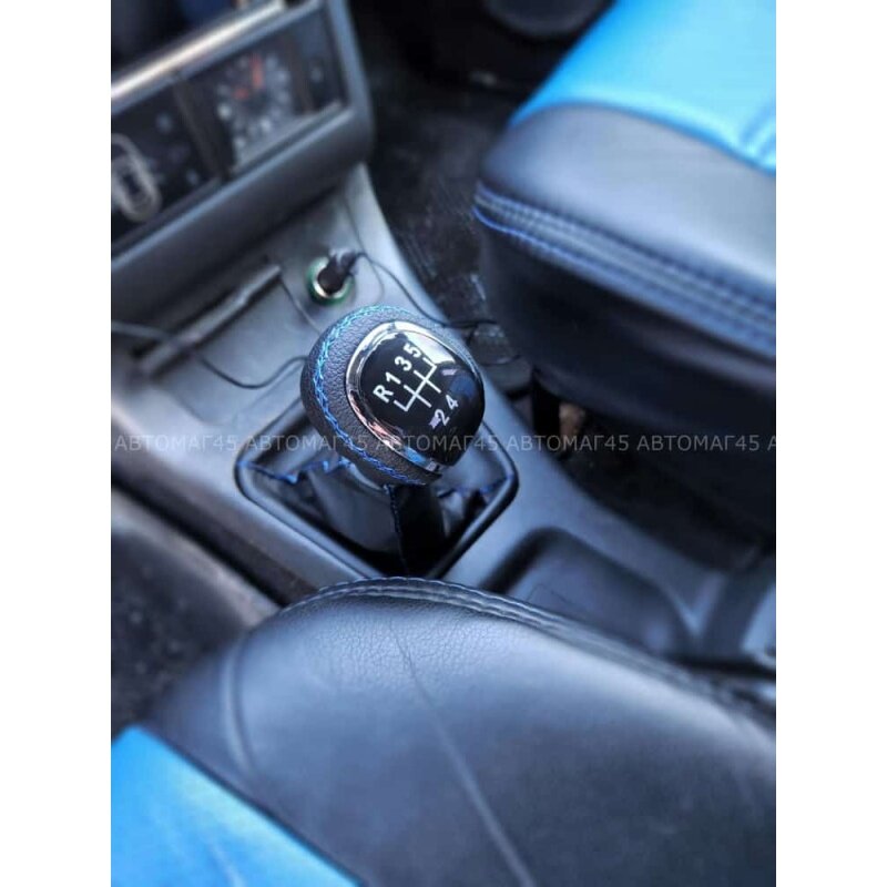 SALMAN Ручка КПП ВАЗ 2110 2111 2112 под КПП 2110 черный с синей ниткой в сборе хром