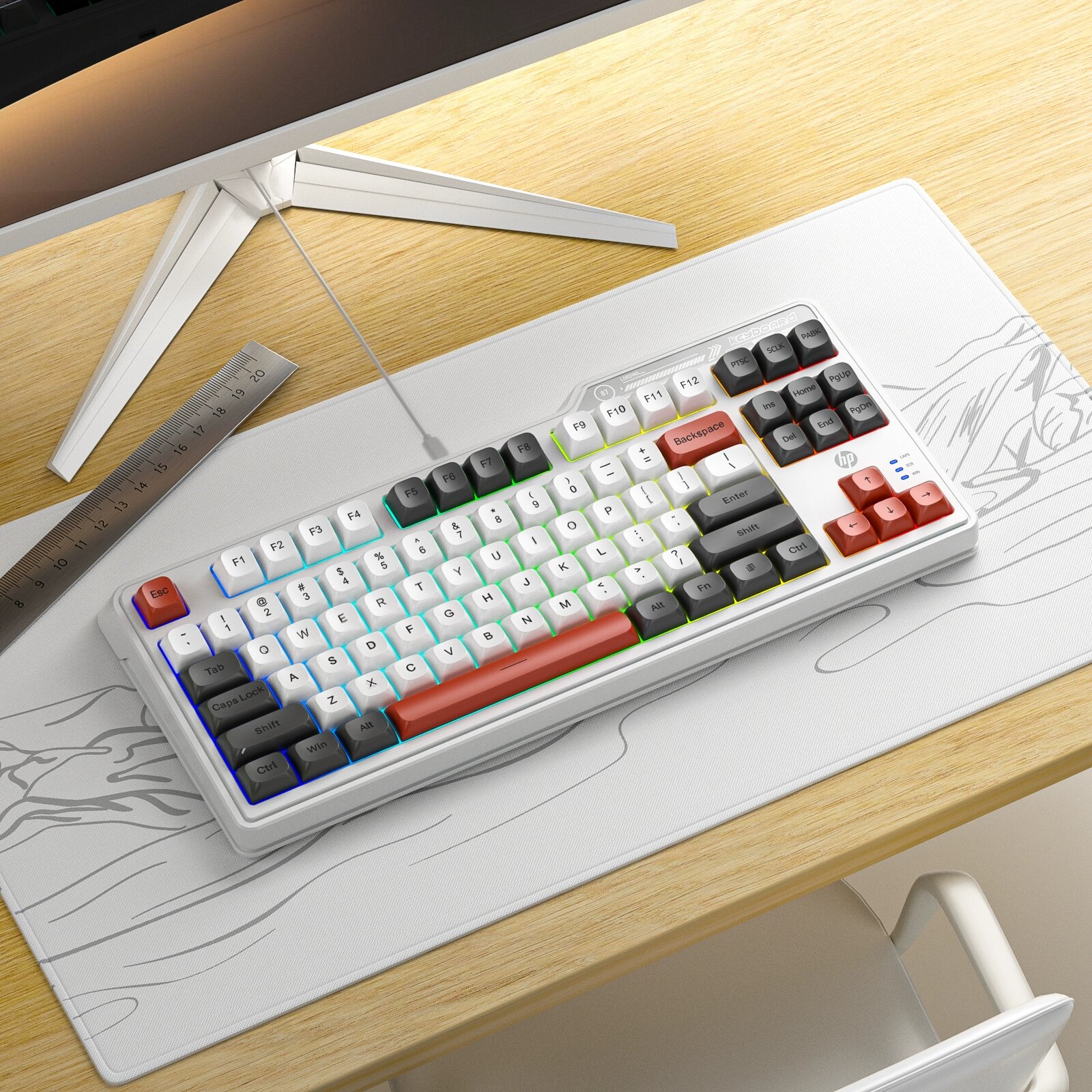HP Игровая Механическая Клавиатура 87 Клавиш Одиночная Клавиша Цвет: Нил Солнце, Проводная, Для Офисного Компьютера