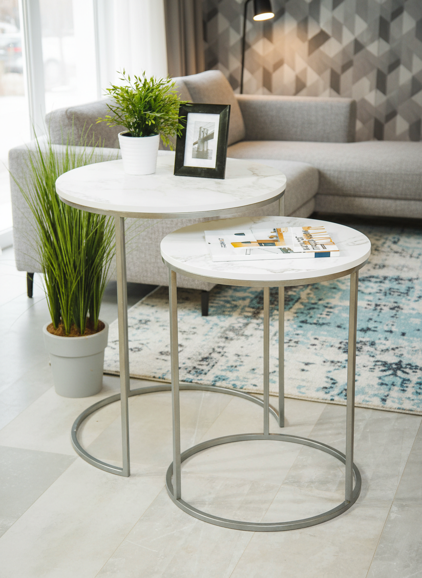 Журнальные столики в гостиную, в прихожую, в салон, в офис, круглый на металлической ножке, 60х60х73