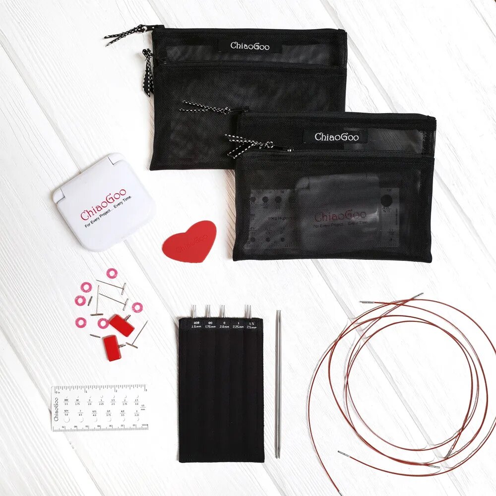 Набор самых тонких премиус спиц 1.5 - 2.5 мм ChiaoGoo Twist Mini Set 13 см, 5 пар спиц