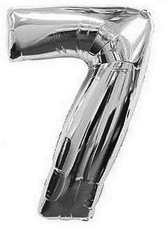 Фольгированный шар цифра семь - 7 серебряная, 102 см (40 дюймов) с гелием