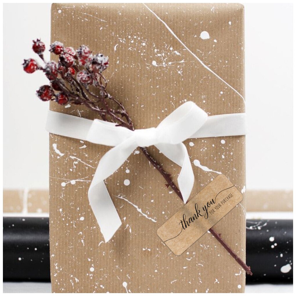 Крафт стикеры для упаковки хенд мейд товаров 120 штук в рулоне,2,5*7,5 см.