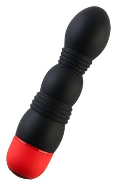 ToyFa Анальный вибратор из силикона Black&Red ребристый 16см