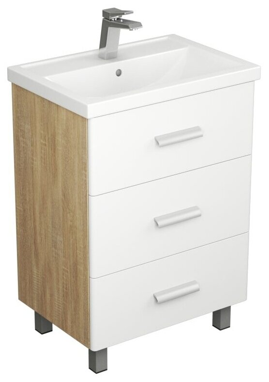 Тумба Uncoria Гарда 60 под умывальник Фостер 60 Kirovit, белый/дуб сонома