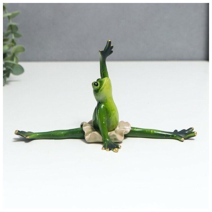 Фигурка полистоун лак «Лягуха балерина - шпагат», 11×7×20 см