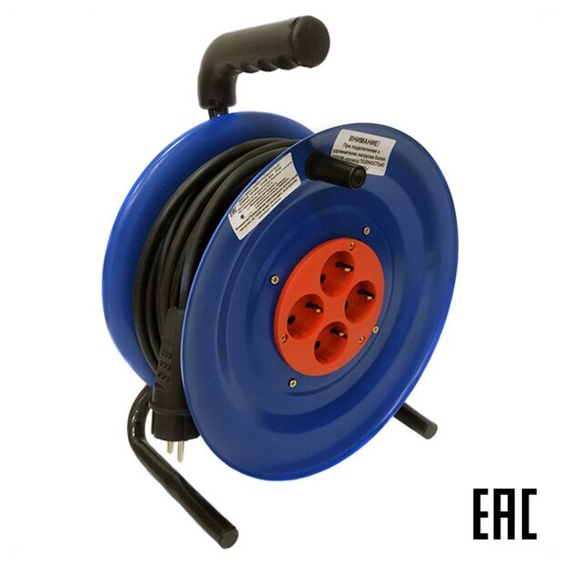 Удлинитель на металлической катушке 4роз. "евр" (25м 3х1,5) 16А IP20