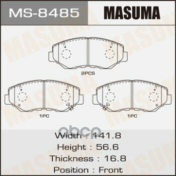 Колодки дисковые передние Honda CR-V II 2.02.2CDTi 02> Masuma арт. MS8485
