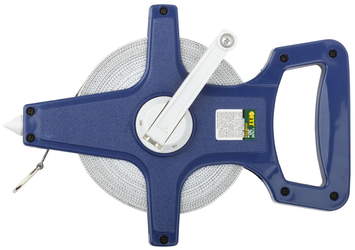 Рулетка землемерная, синий открытый корпус, фибергласовая лента 30 м