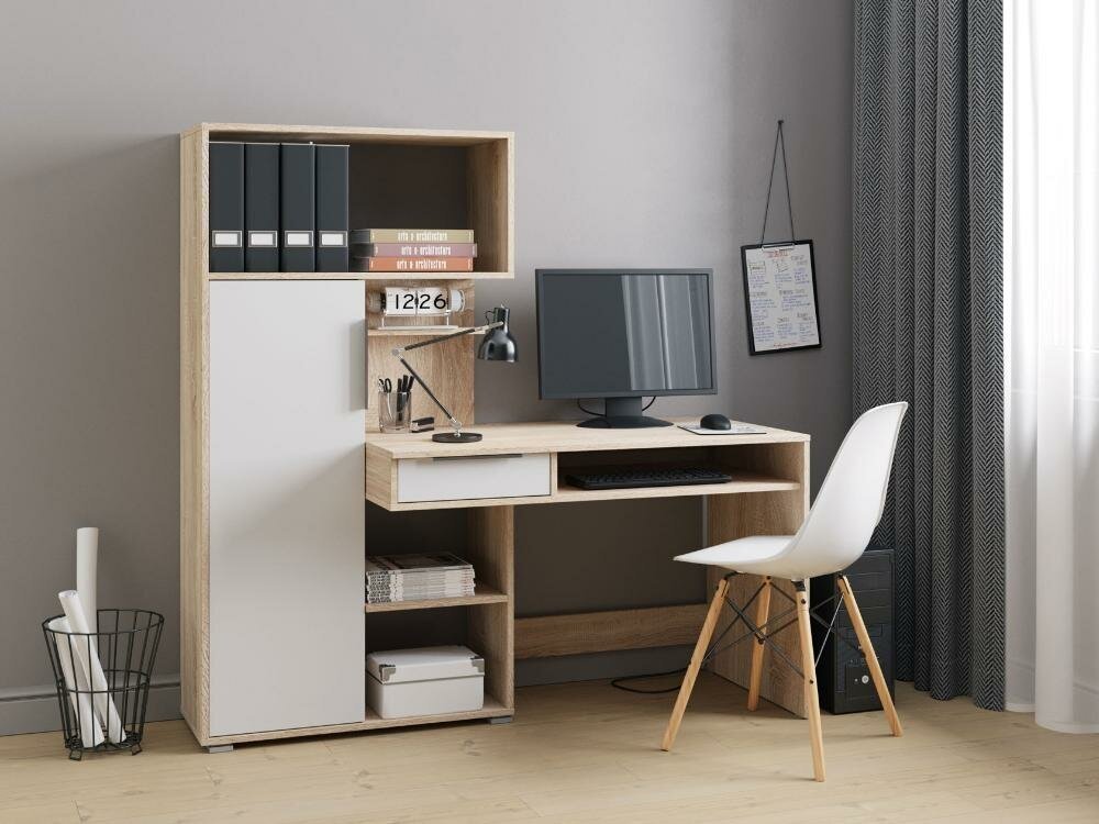 Стол письменный квадро, ЛДСП, 1493 × 1500 × 580 мм, Дуб Сонома/Белый