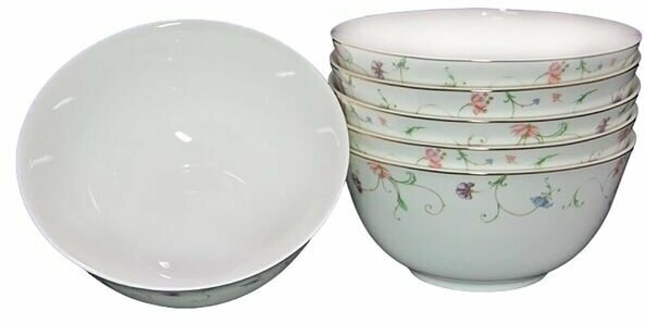 Набор посуды салатников / Английский сад, Lenardi / костяной фарфор, 6 шт 18 см