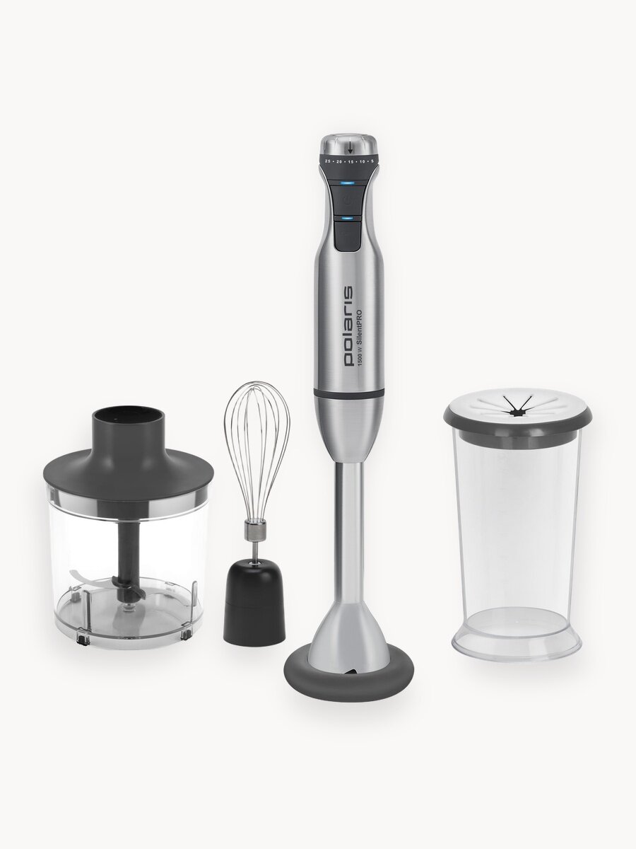 Блендер погружной 3 в 1 Polaris PHB 1591L Silent, тихий, металлик