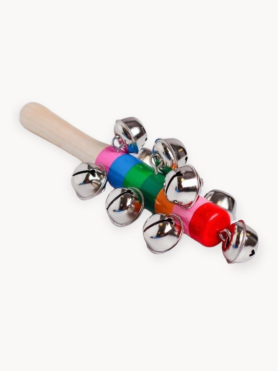 Игрушка музыкальная "Бубенцы радуга" деревянная, 18 см, для детей и малышей от 3 лет