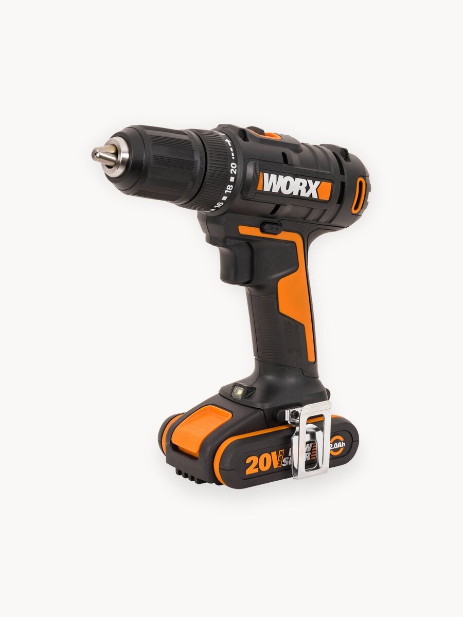 Дрель-шуруповерт аккумуляторная WORX WX108, 50Нм, 20В, 2Ач x2, ЗУ 2А, кейс
