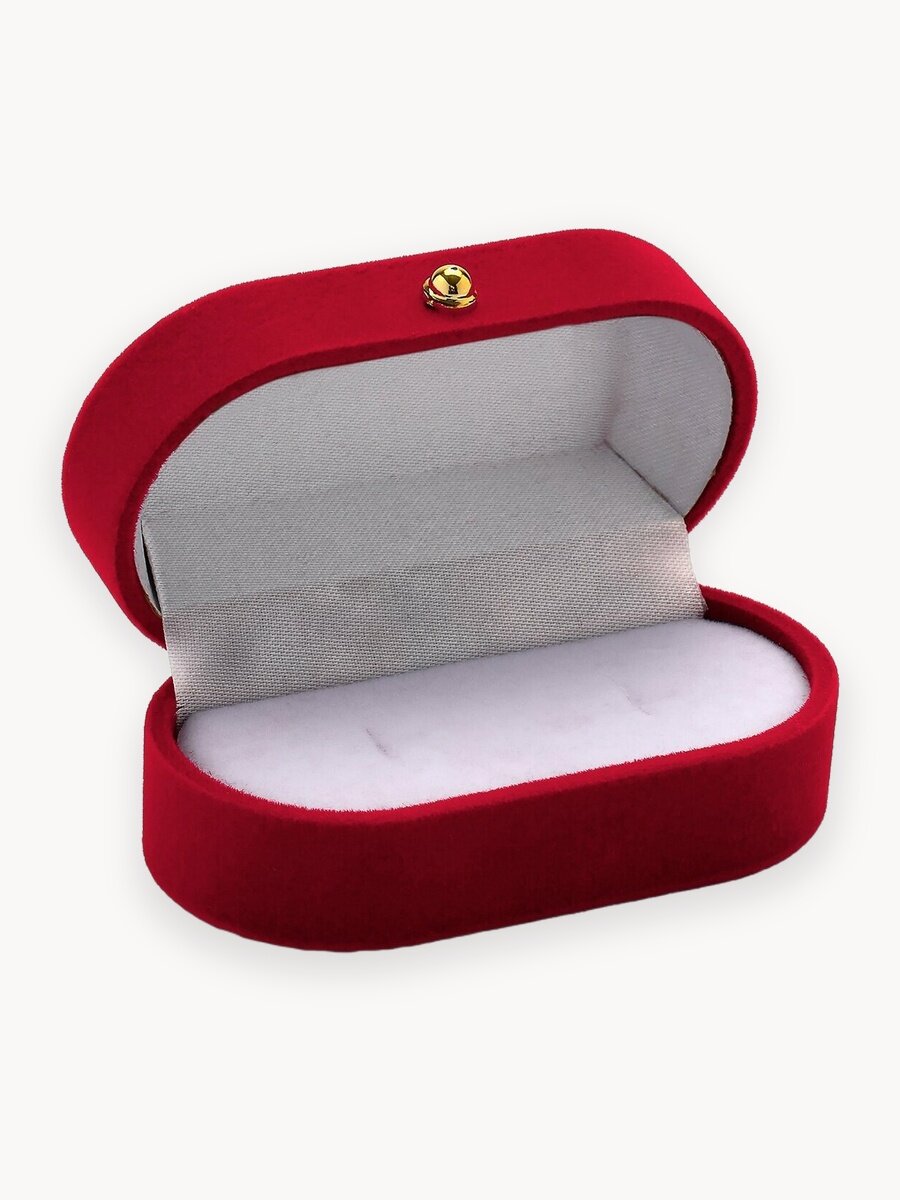 Футляр бархатный под серьги, кольца "Овал вытянутый" размер 7.5×4×3 см, цвет красный