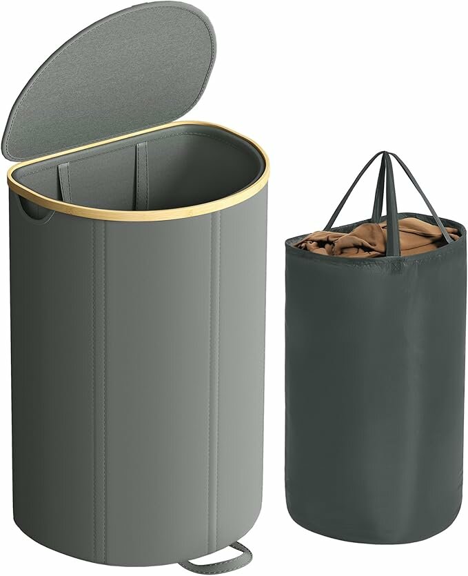 Корзина для белья с крышкой SONGMICS 90 л, цвет темно-серый LCB547G01