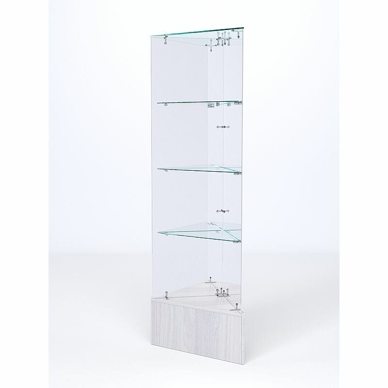 Витрина стеклянная "истра" угловая №111-У трехгранная (без дверок, бока - зеркало), Ясень Анкор U31104