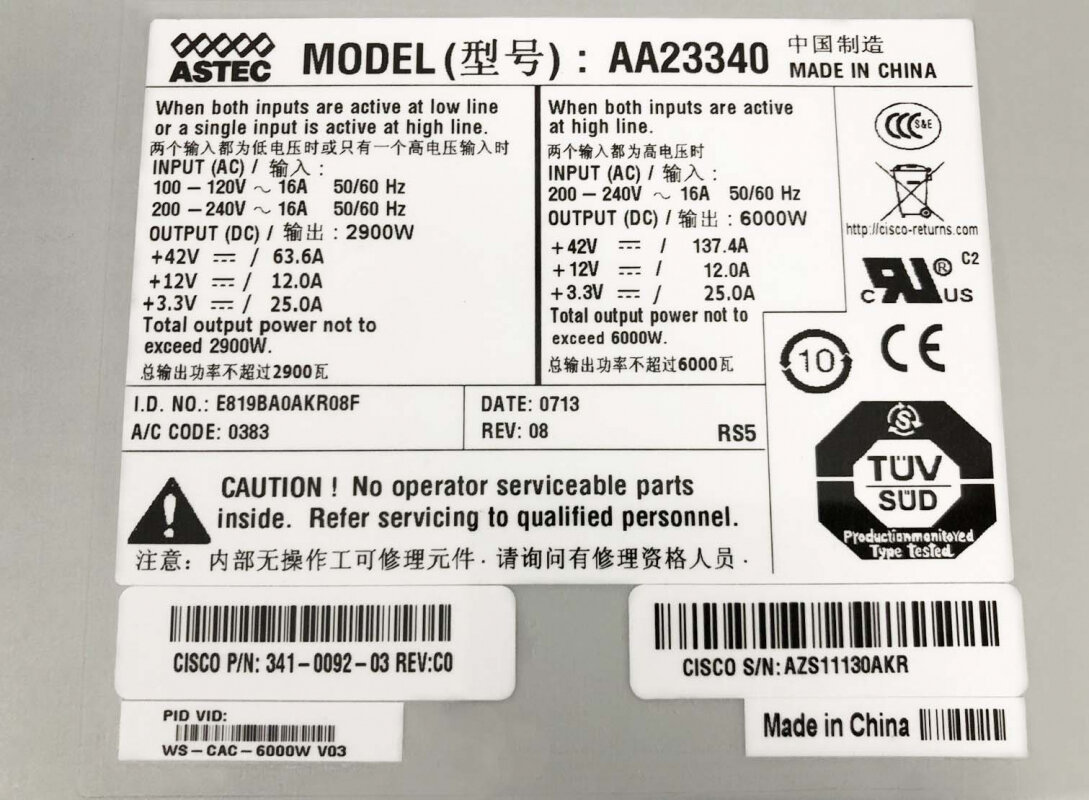 Блок Питания Cisco AA23340 6000W — фото 1