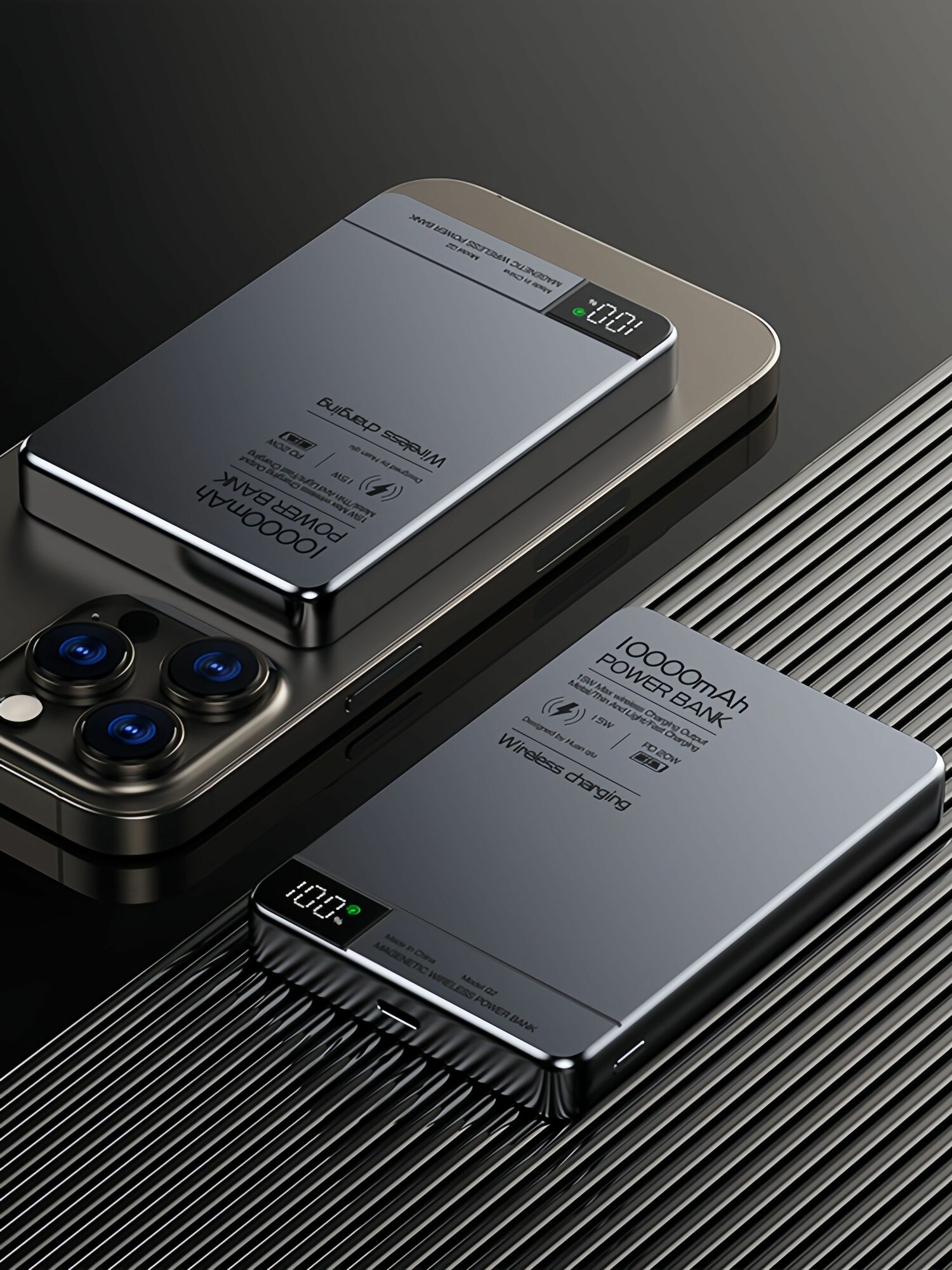 Bestand Внешний аккумулятор MagSafe Powerbank Внешний аккумулятор, сертификат Qi2, магнитный беспроводной источник питания, три в одном, подходит для мобильных телефонов / часов / наушников, с кабелем USB C и кронштейном, с функцией быстрой зарядки