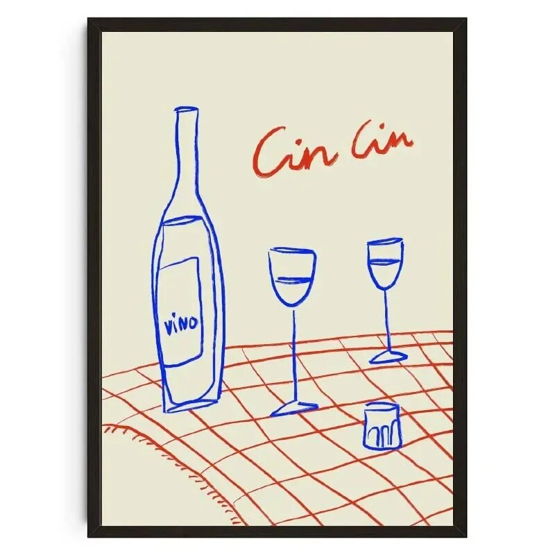 Печать на холсте "Cin Cin", 30x40см, цвет 01, без рамы