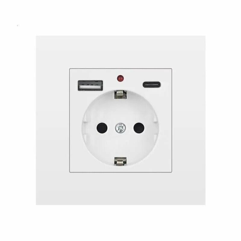 Современная розетка с USB и TypeC, 16A, европейская совместимость, быстрая зарядка, - ПК белый