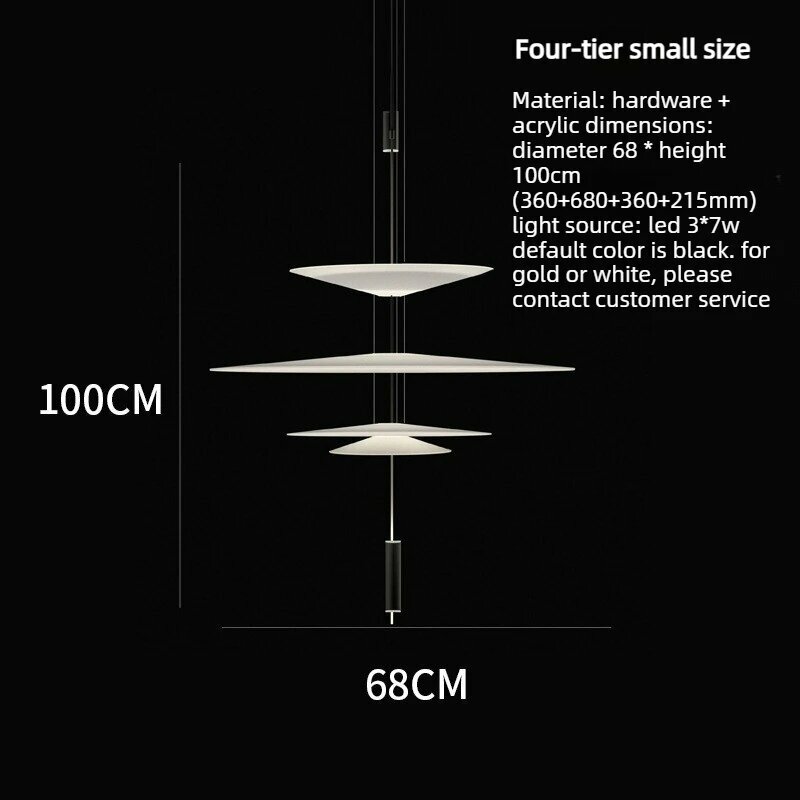 Скандинавский креативный головной убор Living Room UFO Chandelier кафе отель итальянский дизайнерский арт ресторанная лампа-D68cm четырехслойная A