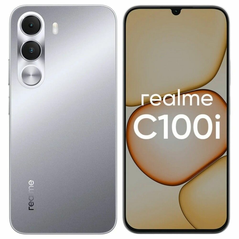 Смартфон Realme C100i, 4/128 ГБ, NFC, 7000мAч, серебристый (RMX5377)