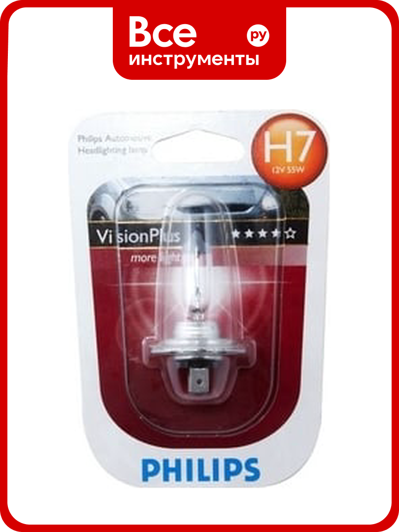 Автолампа PHILIPS H7 55 PX26d+60 VISION PLUS 12V ,1,10 12972VPB1