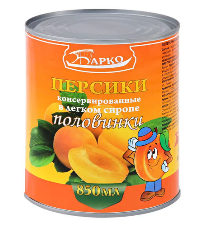 Консервированные персики Барко, 850 мл