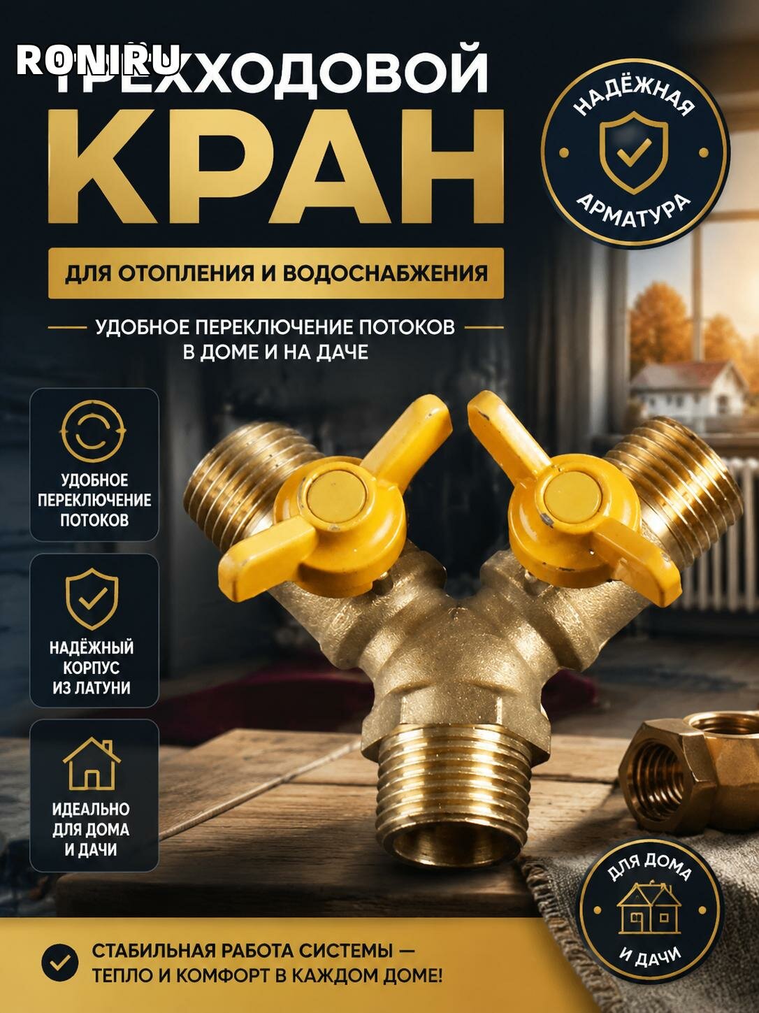 Трёхходовой кран для отопления и водоснабжения — удобное переключение потоков в доме и на даче, надёжная арматура