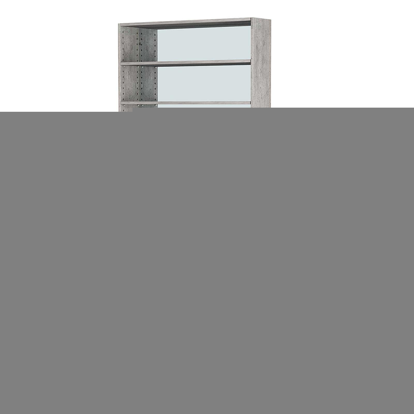 Стеллаж из ДСП с 6-ю полками 200x900 мм серии LEVEL-6 №10-2 (З/C - зеркало), Бетон Чикаго светло-серый F186 ST9