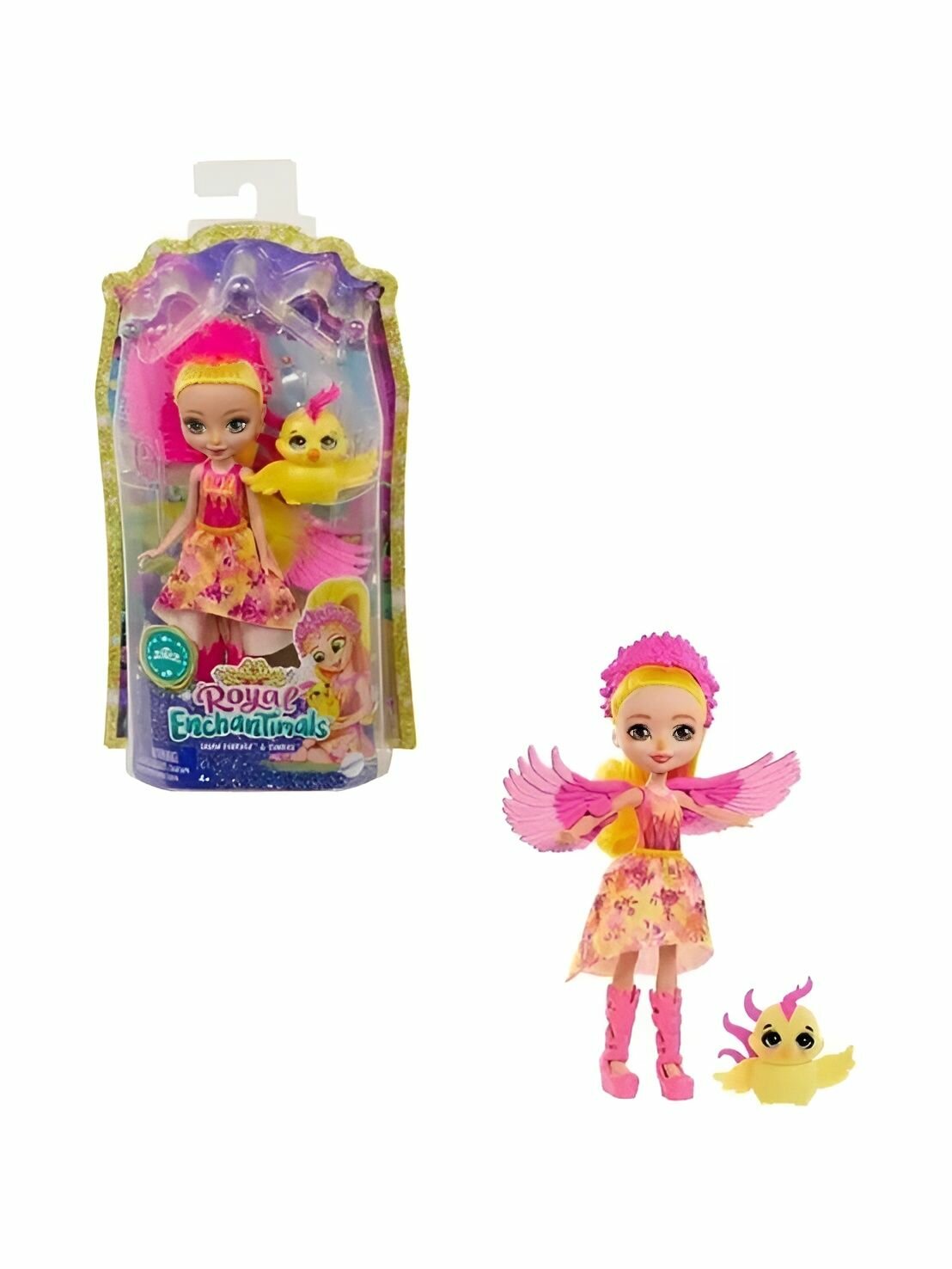 Кукла мини Enchantimals Фалон Феникс и питомец Санрайз, серия Royal Enchantimals, Falon Phoenix & Sunrise.