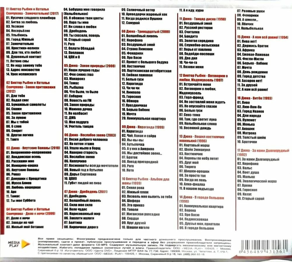 MP3 диск. Дюна и Виктор Рыбин. Все альбомы — фото 1